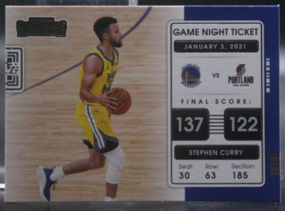 Stephen Curry (Warriors) 2021-22 Panini Contenders Game Night Ticket #8 ...