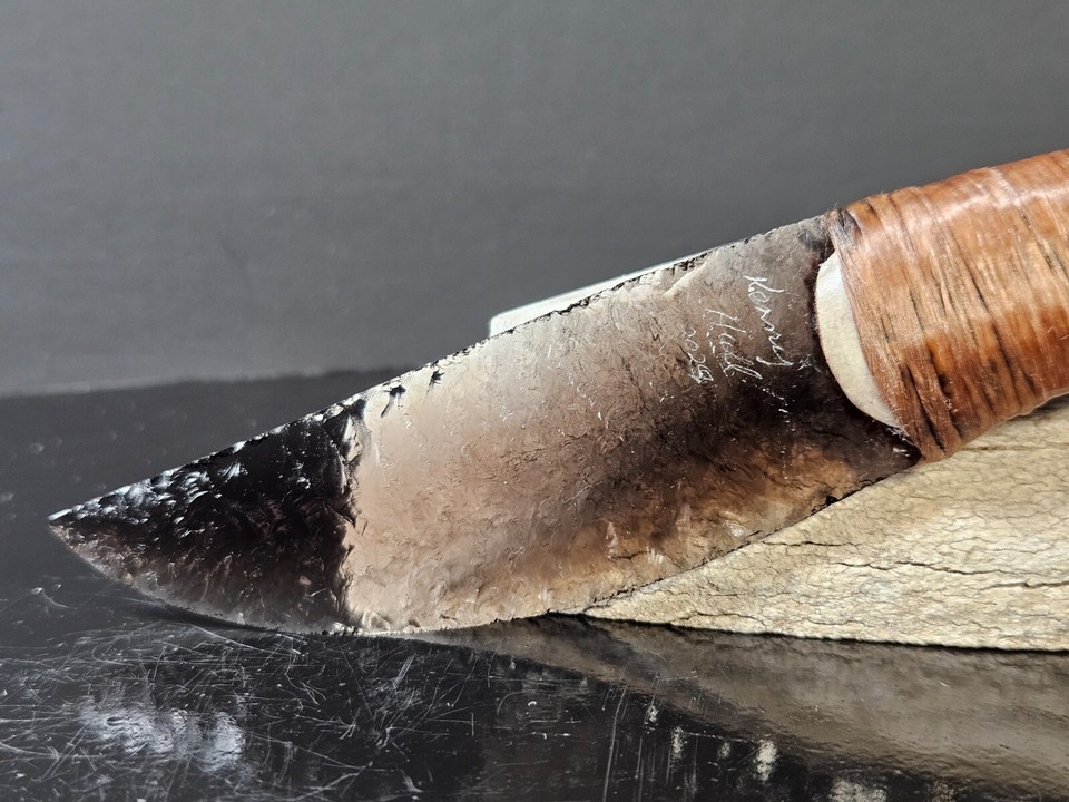 Bushcraft stone blade Obsidian Knife Wicked Hunting Chipping knapping ...