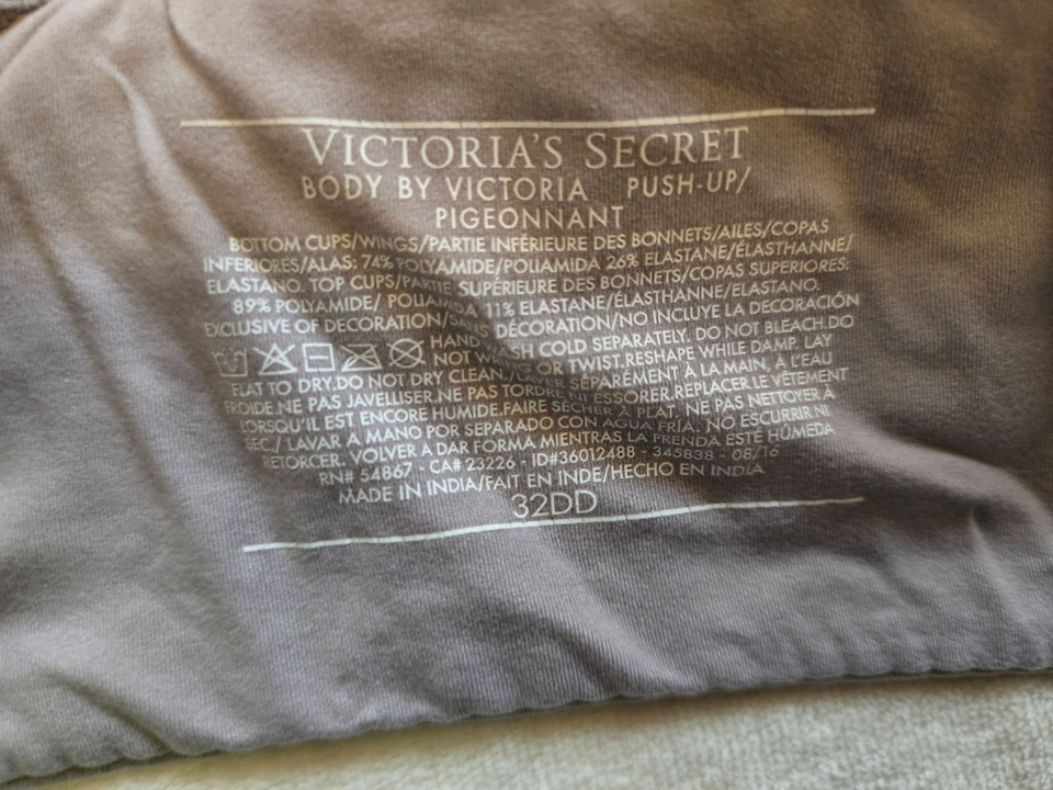 Set of 2 Body by Victoria's Secret Push up Bras 32DD Nude and Gray | eBay