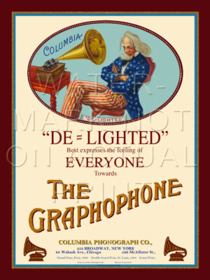 Early Columbia Graphophone Advertising Ad Recreated on Satin Canvas | eBay