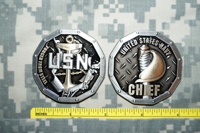 NEW AWESOME US Navy CHIEF Forged From Steel Challenge Coin 2 Inch LARGE ...