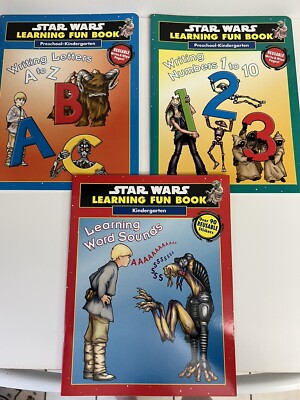 Star Wars Episode 1 lot 3 Learning Fun Books ABC 123 Word Sounds PreK K ...
