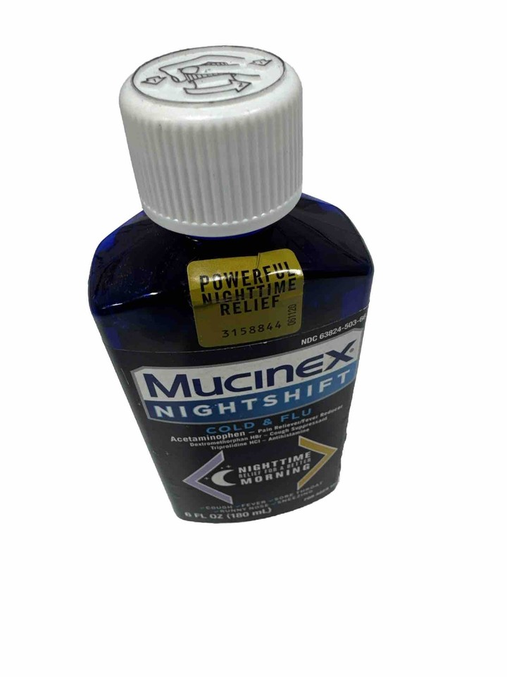 Mucinex Nightshift Cold & Flu Treatment - 6 oz **(Missing Dosage Cap ...