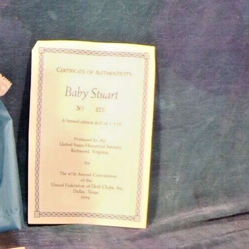 Artist 1996 United States Historical UFDC Baby Stuart Bisque Doll MIB ...