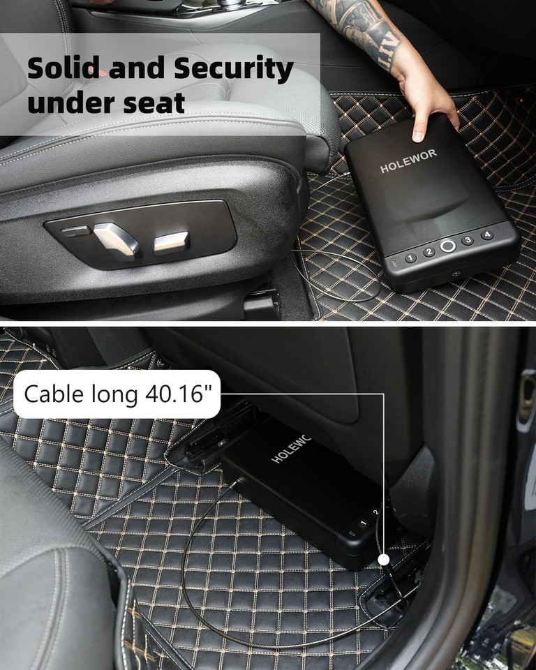HOLEWOR Car Gun Safe, Small Pistol Safe Biometric Gun Lock Box for ...