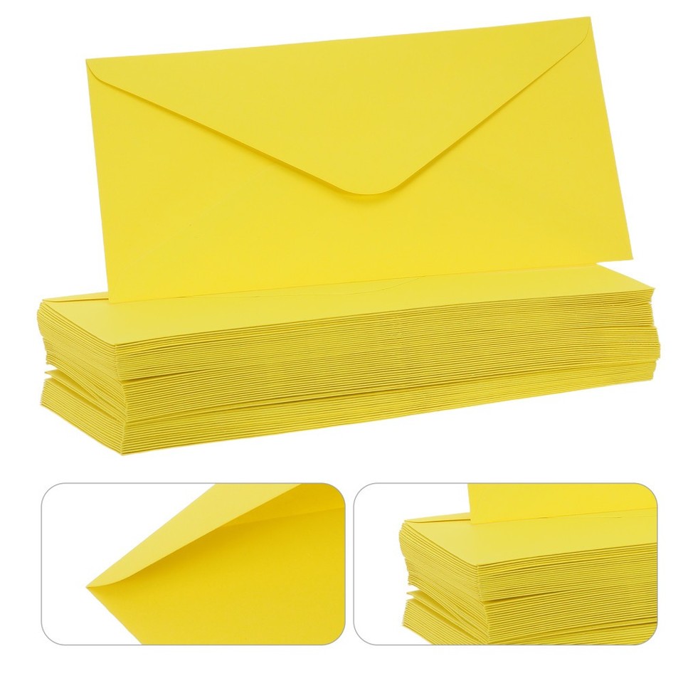 50PCS Cute Invitation Envelopes: Peel & Stick Colored Yellow Envelope ...