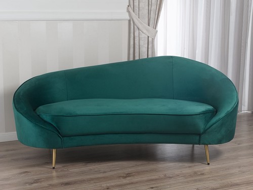 Canapé Chloe dormeuse chaise longue 2 places en velours vert et métal ...