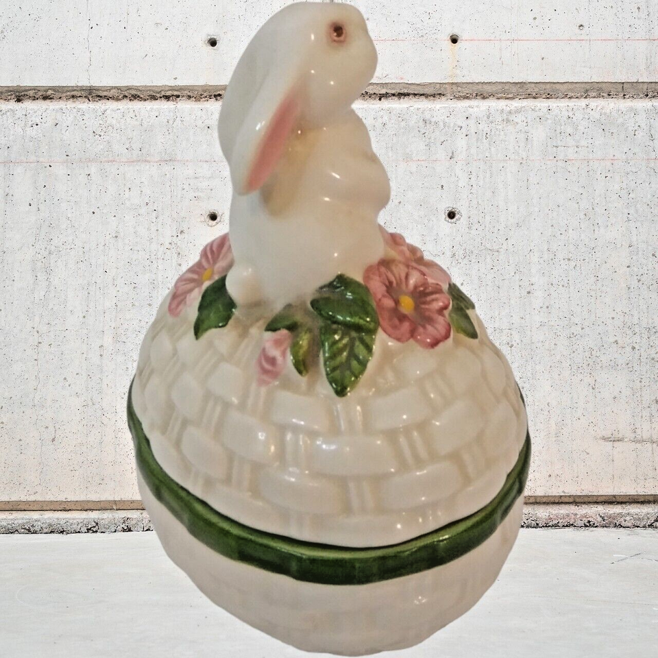 Avon Bunny Rabbit Trinket Box Vintage 1982 Hand Paint Ceramic Ring ...