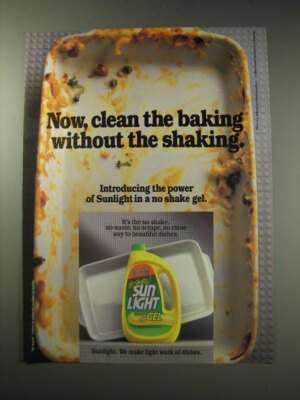 1991 Sunlight Gel Detergent Ad - Now, clean the baking without the ...