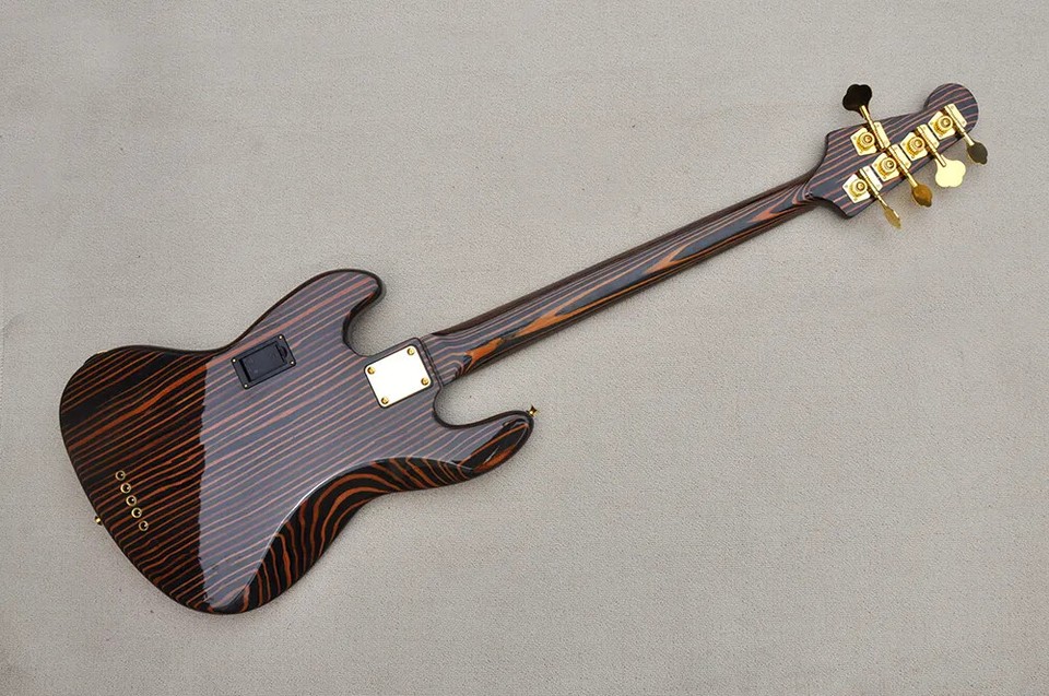 Electric Bass Guitar Zebra Fingerboard Gold Hardwares Transparent ...