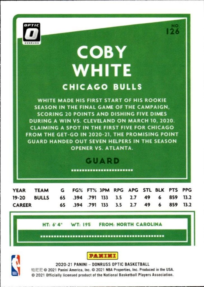 COBY WHITE CARD #126 50% OFF ENTIRE STORE B21R1S12P11 | eBay