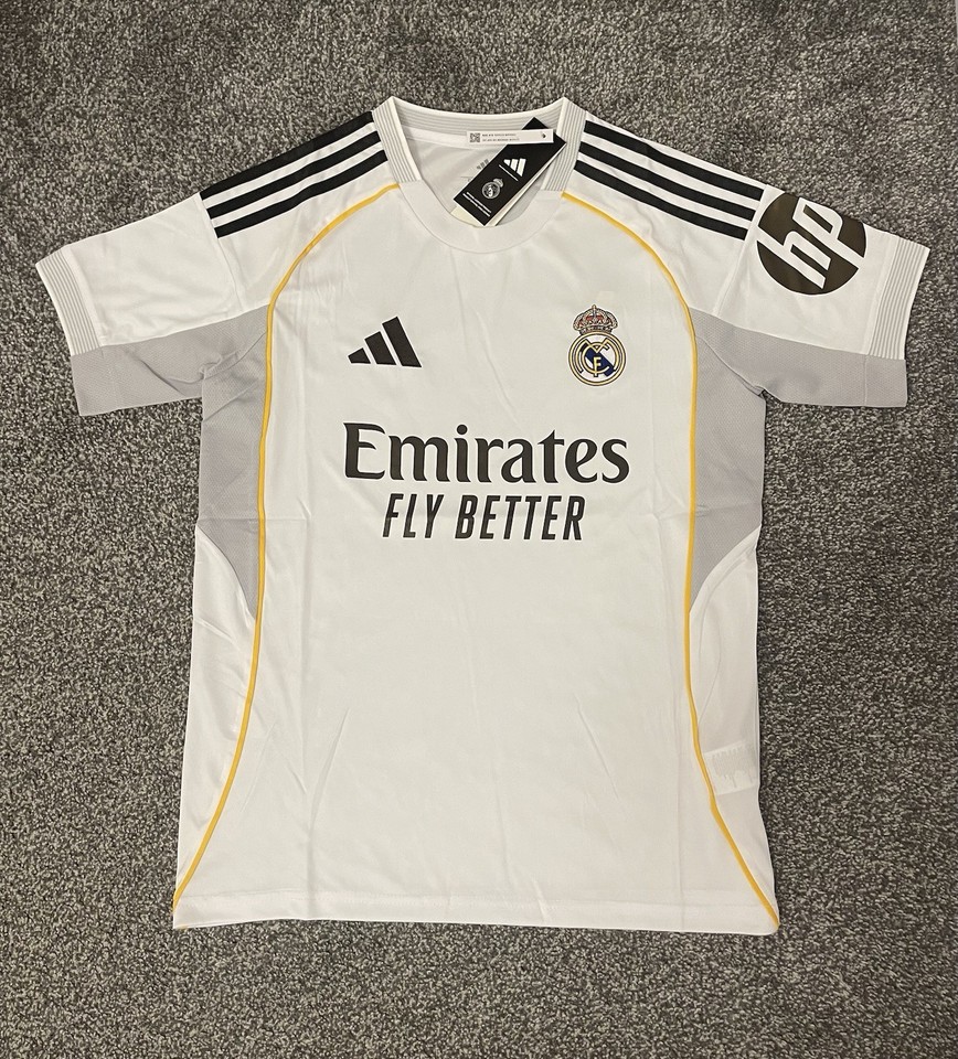 Real Madrid Home White Emirates Fly Better Shirt-2025/26-Size S-Fast ...