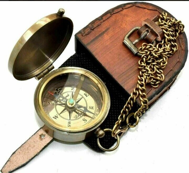 Antique Vintage Brass Pocket Compass Brass Nautical Compass Marine ...