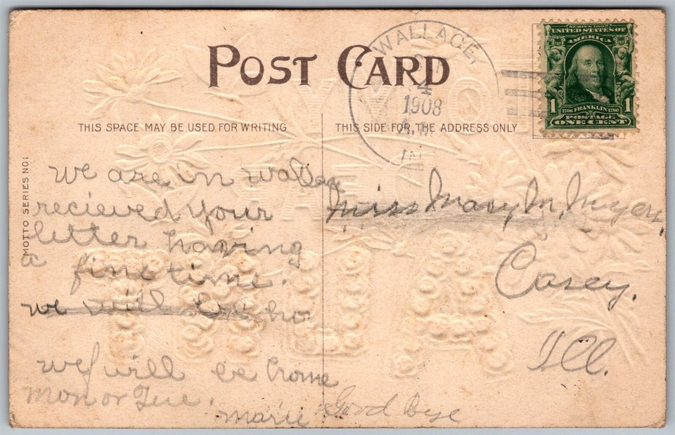 Vtg Greetings To My Dear aunt Embossed Flowers Butterflies 1908 Old ...