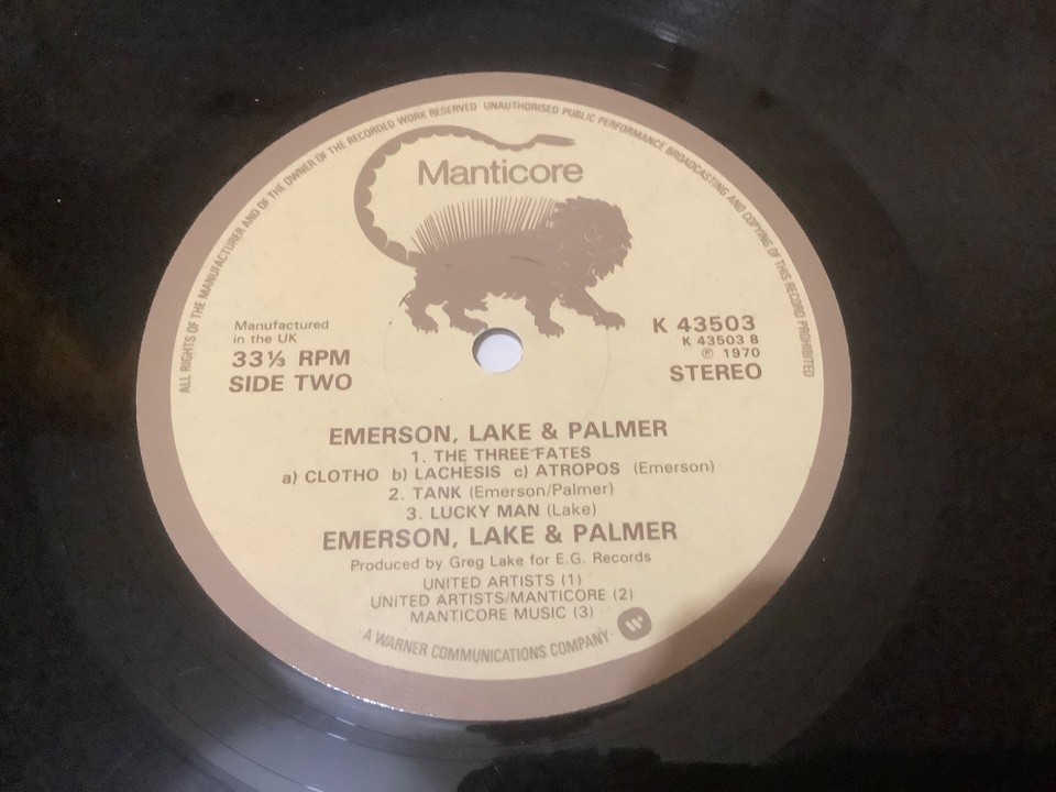 Emerson Lake and Palmer Self Titled Vinyl Record EX/VG K43503 1970 A1 ...