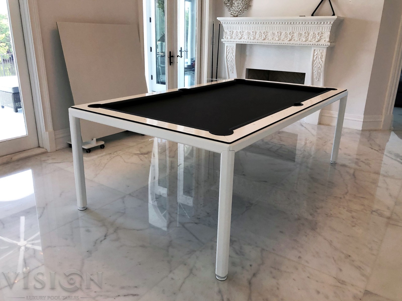 White 8' Modern Convertible Pool Billiard Table 'Ultra'; dining/desk ...