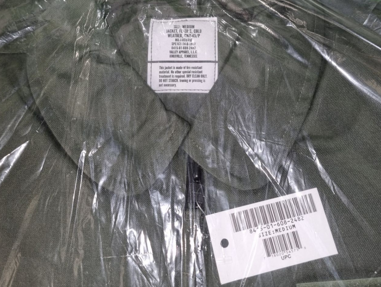 Valley Apparel CWU 45/P USAF FLIGHT JACKET Nomex® Spec MIL-J-83388E NEW ...