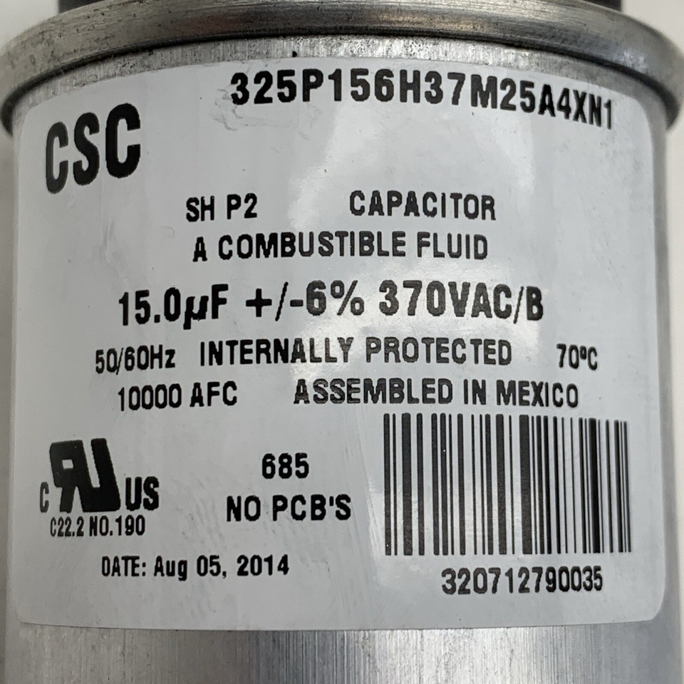 CSC 325P156H37M25A4XN1 Motor Run Capacitor 15.0uF 15μF 15MFD +/-6% ...
