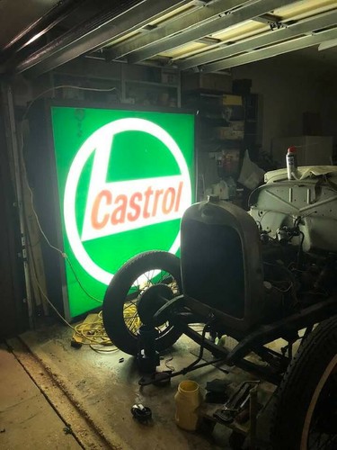 castrol sign, Lighted, one sided, exterior, mounted on building 6ft X ...