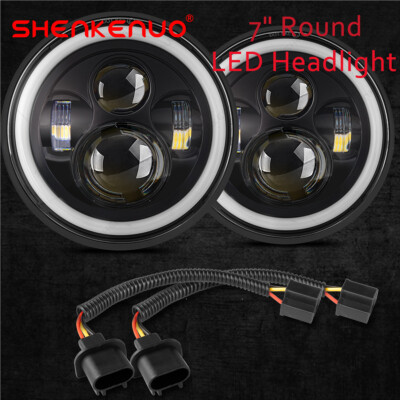 For Mazda Miata MX5 90-97 RX7 79-85 Pair 7" inch LED Headlights Halo ...