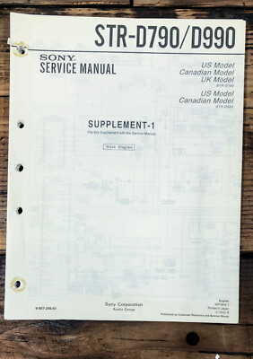Sony STR-D790 STR-D990 Receiver Supp. Service Manual *Original* | eBay