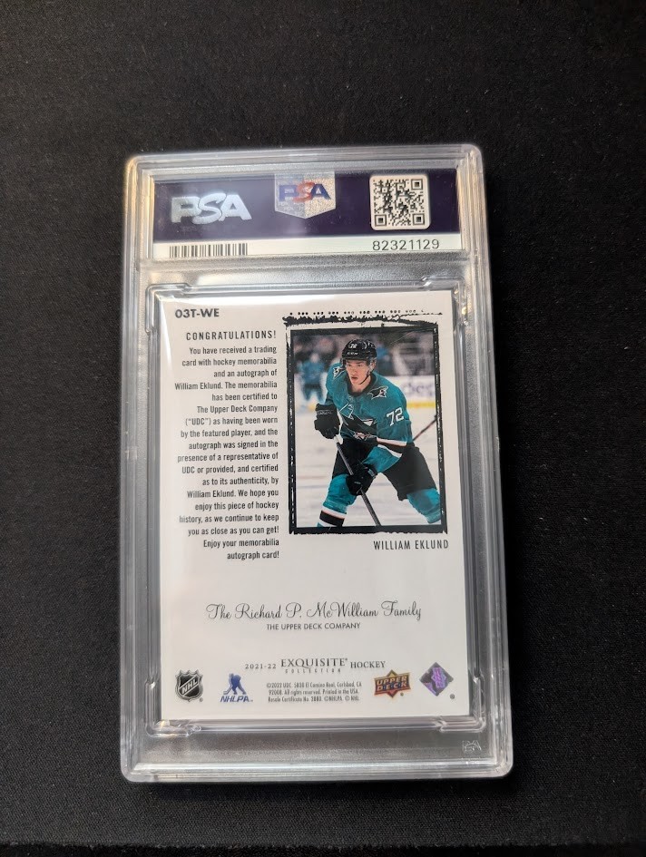 2021-22 Exquisite Rookie Patch Auto /25 PSA 10 Willam Eklund POP 1 ...