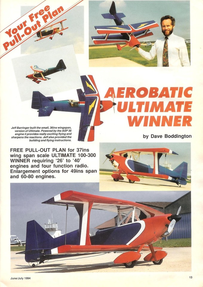 RCSA Model Airplane Plans (RC): Ultimate 100-300 Winner 37" Biplane for ...
