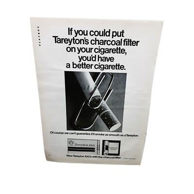 Vintage 1968 Tareyton Cigarettes Paper Clip Filter Original Ad empherma ...