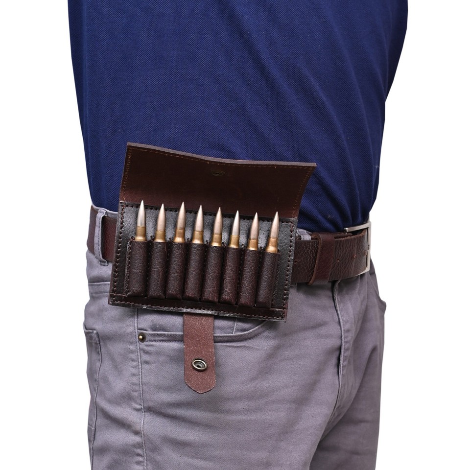 Cowhide Leather Rifle Cartridge Holder Ammo Wallet for 8 Shells 308 | eBay