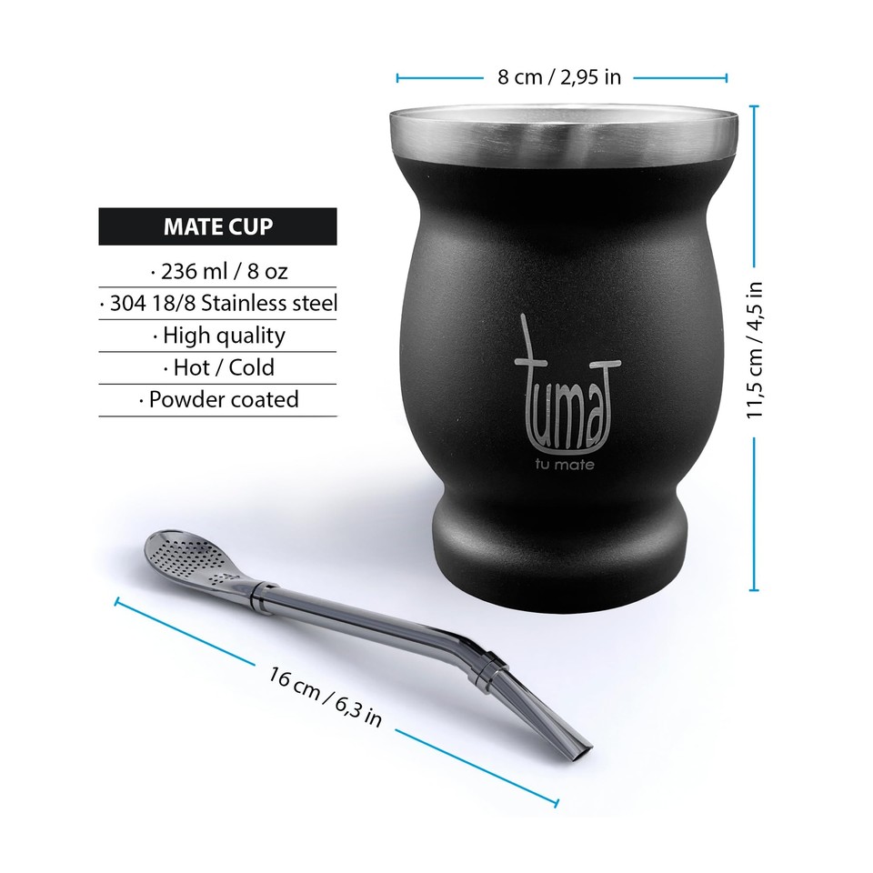 Complete Yerba Mate Kit Includes Mate Cup Straw bombilla 750ml Thermos ...