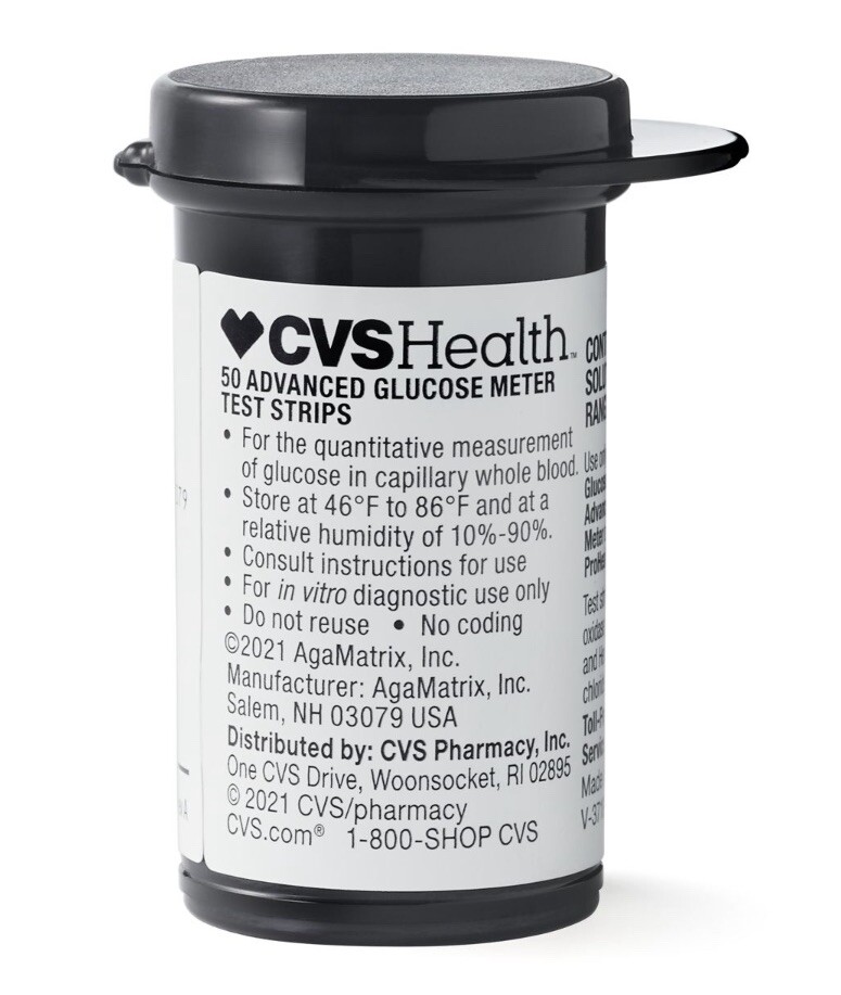 CVS Health Advanced Glucose Meter Test Strips, 100 CT – Exp 1/2027 ...