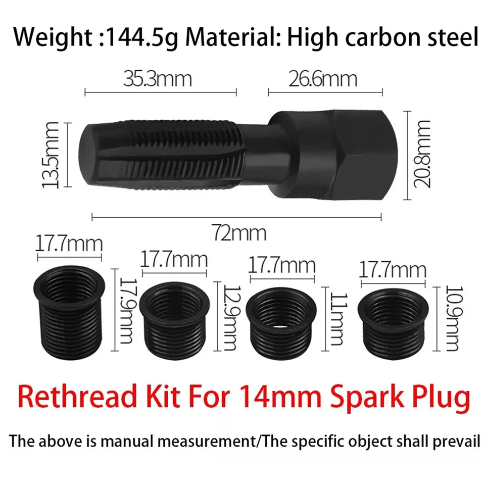 14mm Spark Plug Rethread Thread Repair Kit Helicoil Reamer Tap Tool w ...