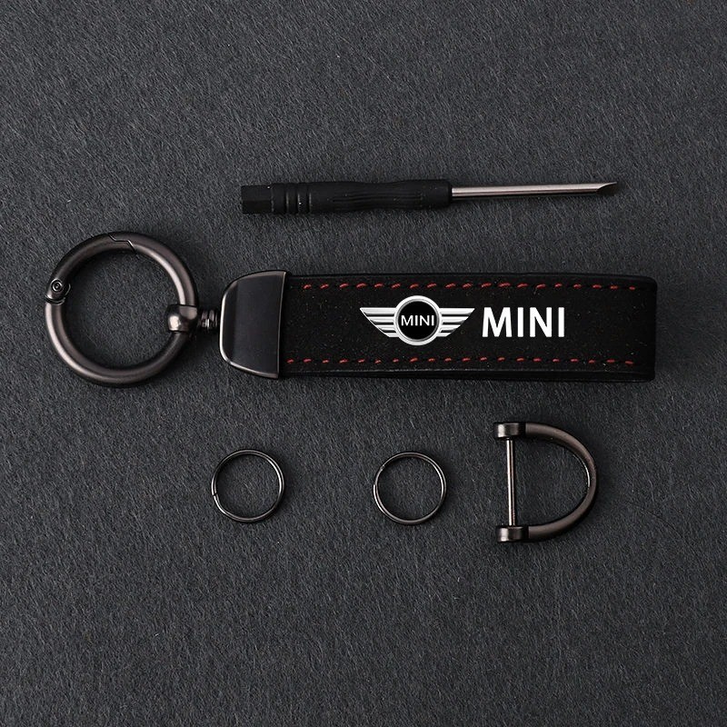 Suede Leather Car Keychain keyring Car Key Accessories For MINI Cooper ...