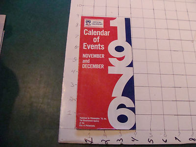 vintage Brochure: 1976 CALENDAR OF EVENTS nov-dec. Philadelphia Pa | eBay