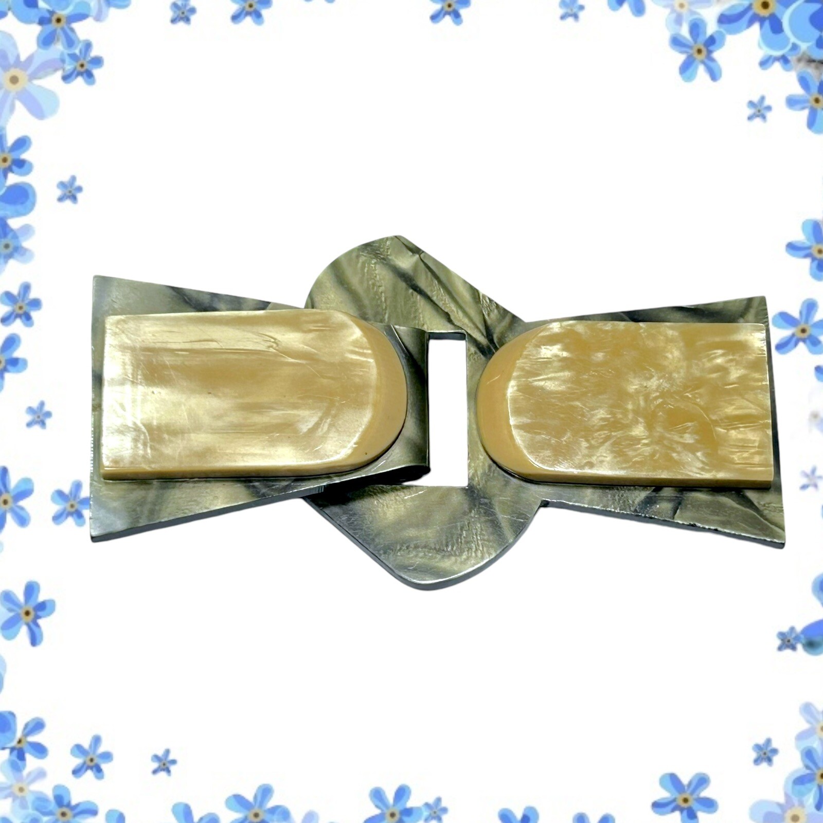 1930 Art Deco Belt Cape Clasp Buckle Celluloid Vintag… - Gem