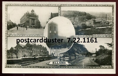 ENGLAND Elland 1910s Multiview Town Hall Factory. Real Photo Postcard ...