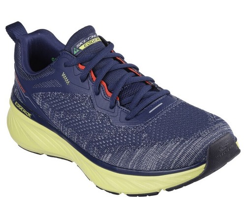 Skechers Mens Shoes Wide Fit Navy Lime Memory Foam lace up Cushion ...