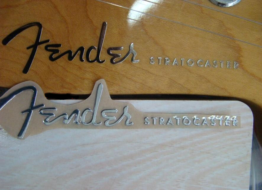 2Pcs FENDER STRAT Guitar Neck Head Headstock Self-Adhesive Metal ...
