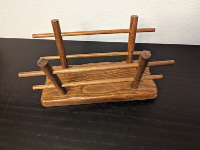 Vtg CORNWALL WOOD PRODUCTS Spindle Napkin Letter Holder western corral ...