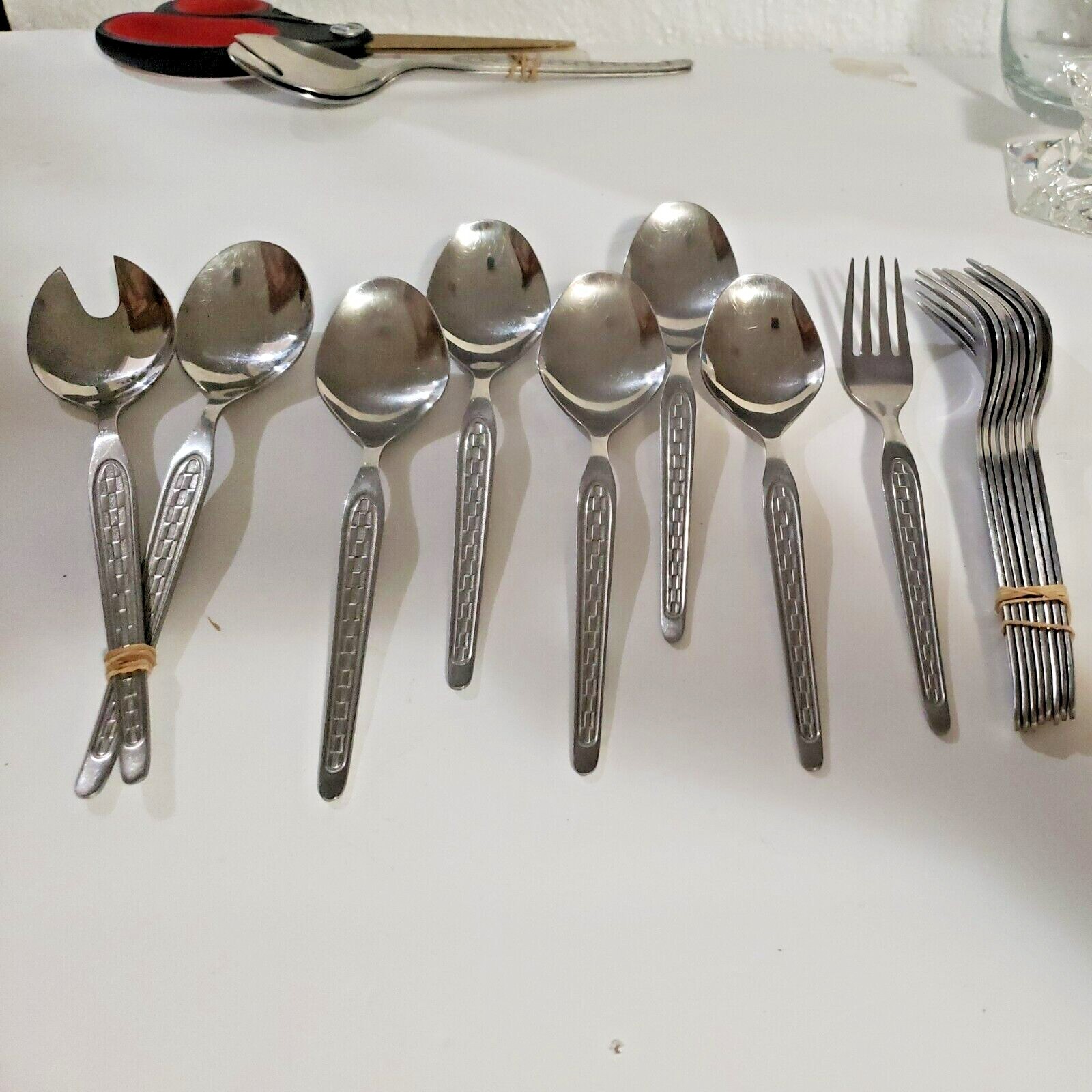 VINTAGE SET OF 16 Rostfrei SPOONS FORKS SALAD FORK SPOON Stainless MCM ...