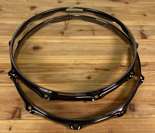 14" Black Nickel 2.3mm Steel 10 Lug Snare Drum Hoops - Batter and Snare ...