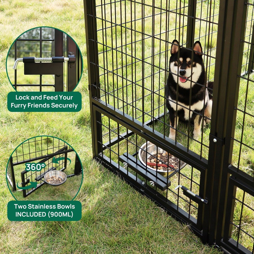 4.6x4.6 ft Dog Kennel Outdoor Dog Cage Heavy Duty Playpen Steel Dog ...