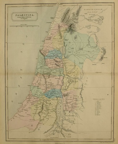 1868 HAND COLOURED ANCIENT MAP PALESTINE TRIBES ISSACHAR JUDAH DAN ...