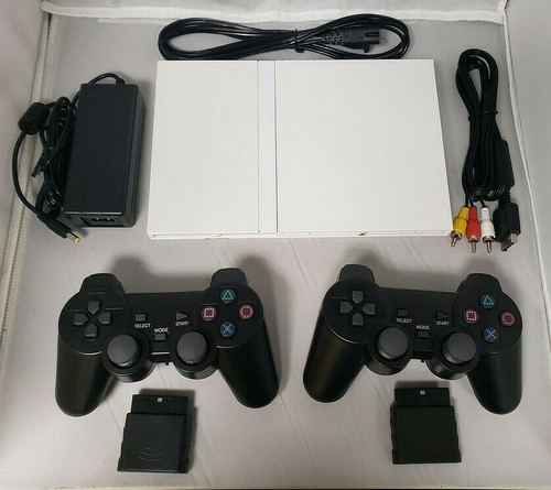 2 WIRELESS CONTROLLERS Sony PS2 SLIM Game System Gaming Console ...