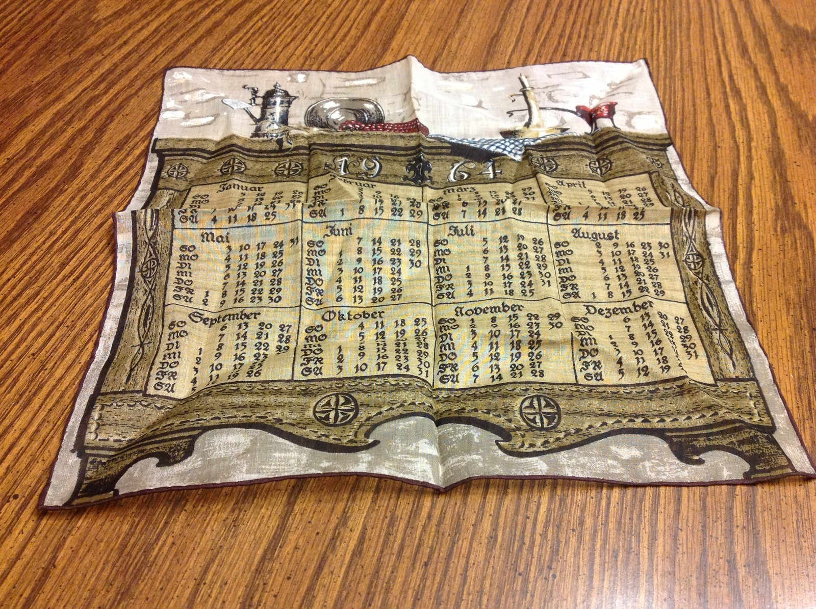 Vintage Ladies Handkerchief Hankies Hanky Unique RARE 1964 Calendar ...