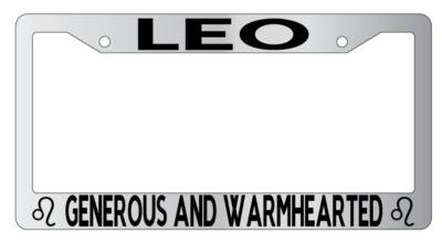 Chrome License Plate Frame Auto Accessory Leo Generous and Warmhearted ...