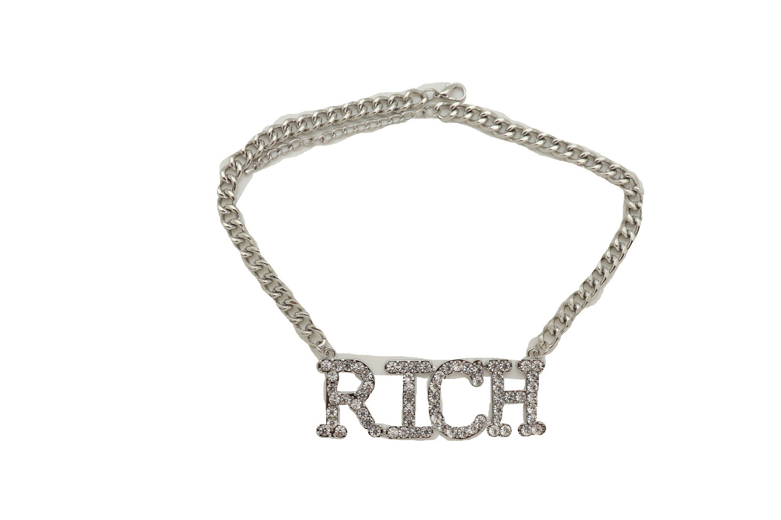 Women Hood Fashion Necklace Silver Metal Chain RICH Pendant Hip Hop Hot ...
