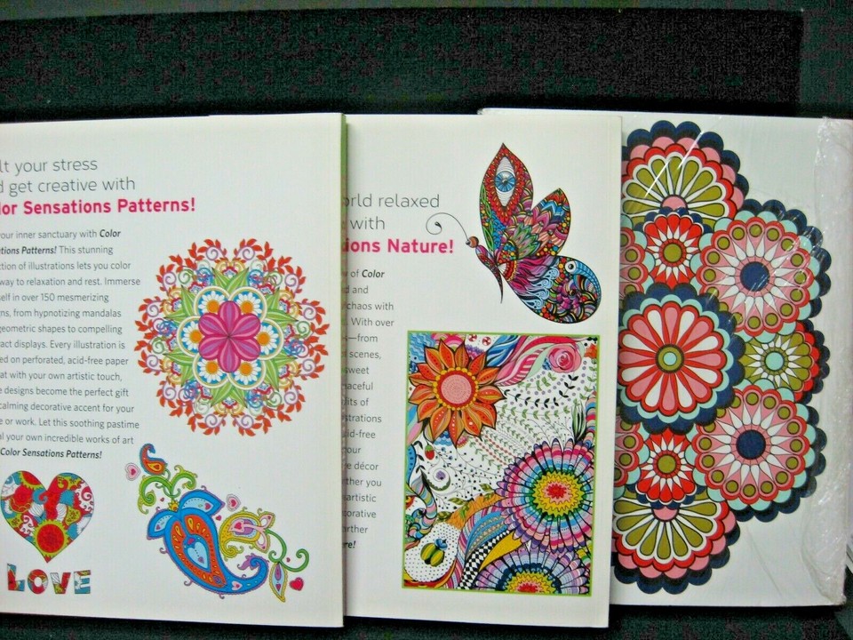 Lot 3 coloring books art therapy for adults Wanderlust Color Sensations ...