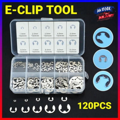 120PCS Stainless Steel E-Clip Assortment Tool Kit Retaining Circlips 1. ...