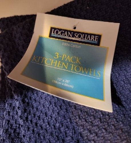 Logan Square Set Of 3 Kitchen Towels 15x26 Blue L4 | eBay